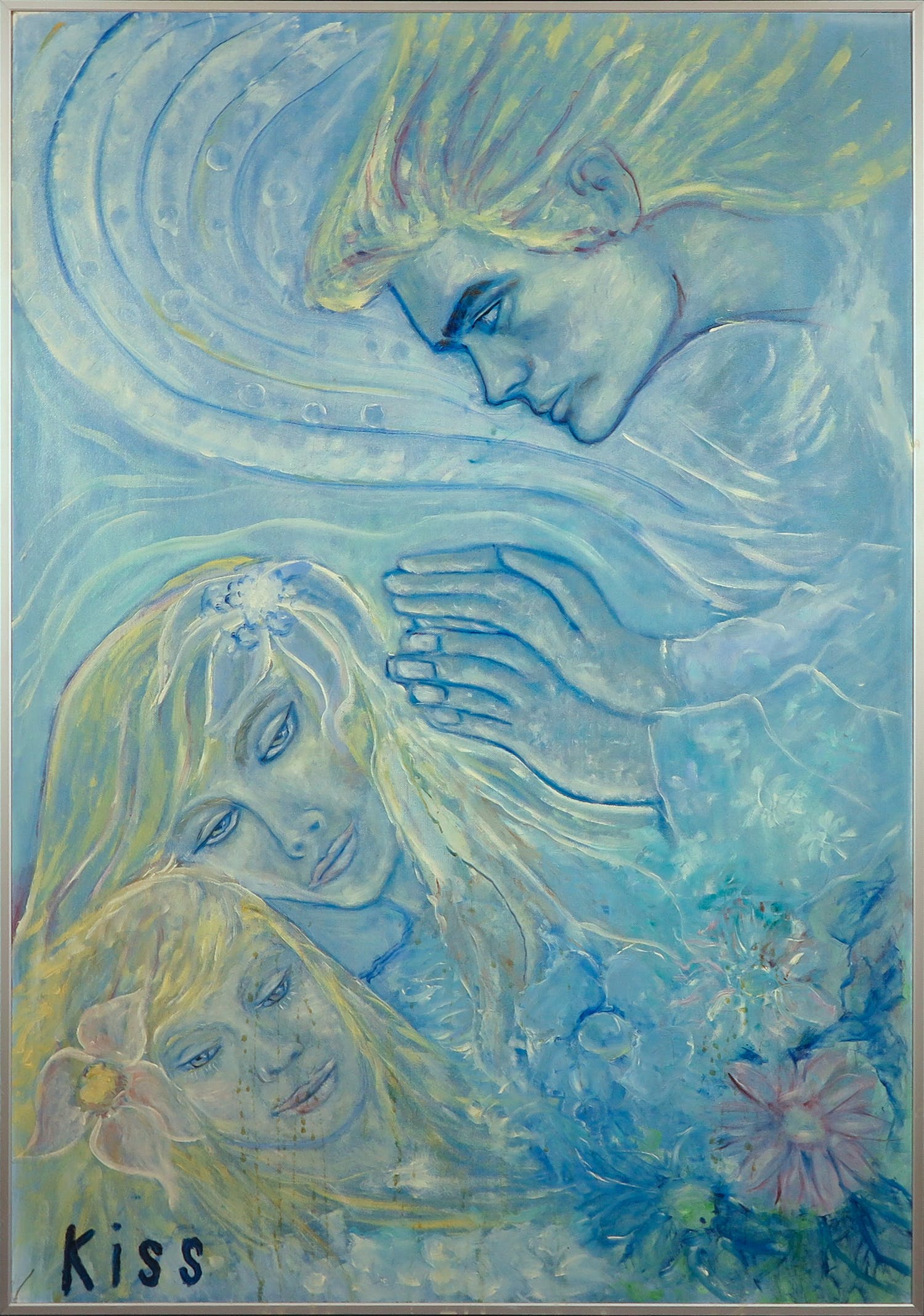 Kiss Riemvis - Olieverf op board, z.t. Fantasie figuren - Ingelijst ...