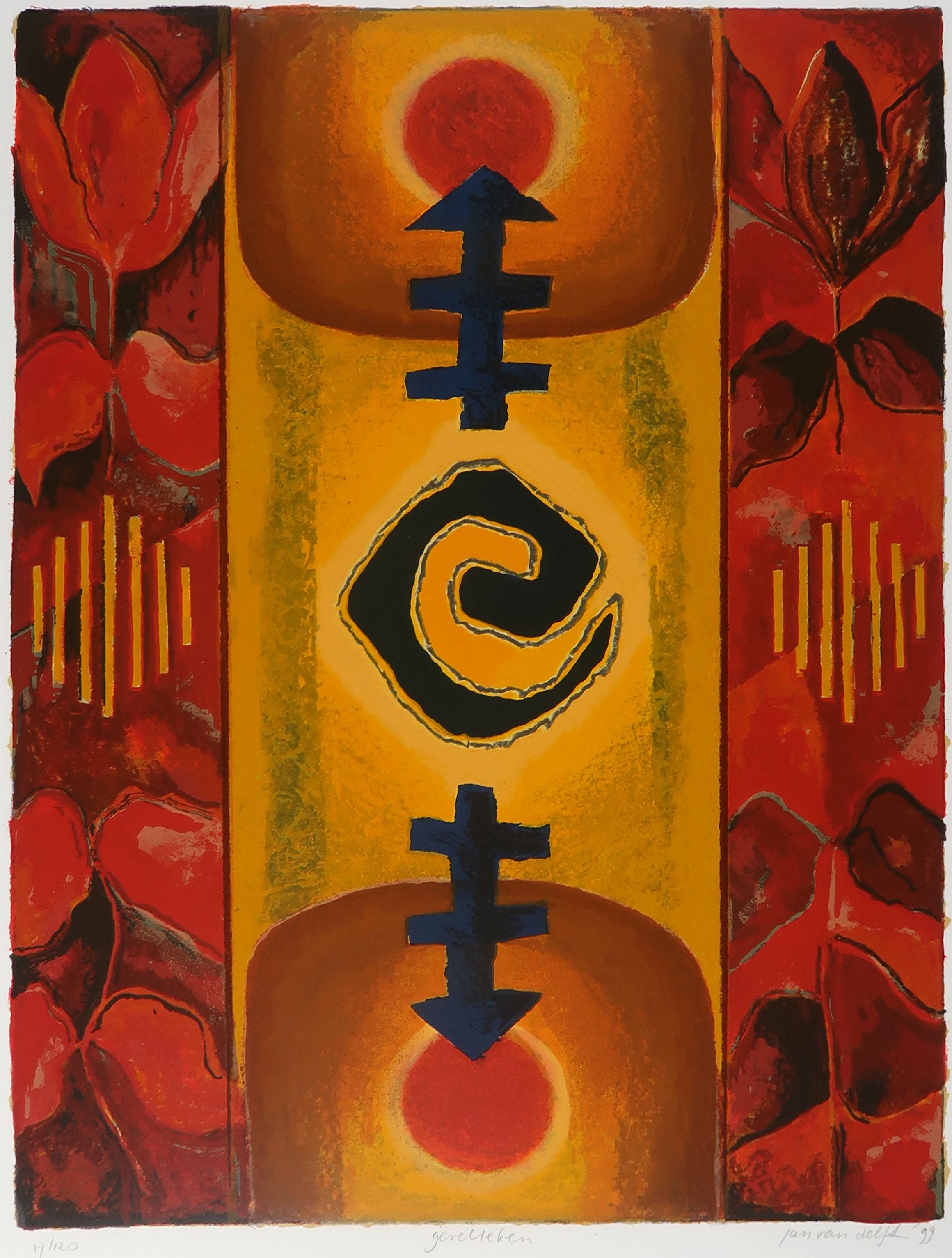 Jan van Delft - Zeefdruk, Gevelteken Verkocht | Kunstveiling.be