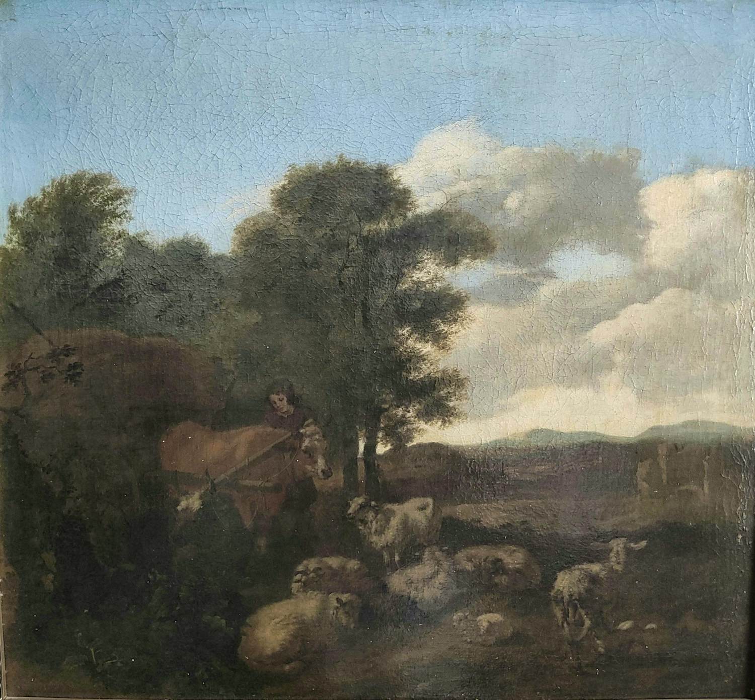 Jacob van der Does - Landschap met herder en vee en door ossen ...