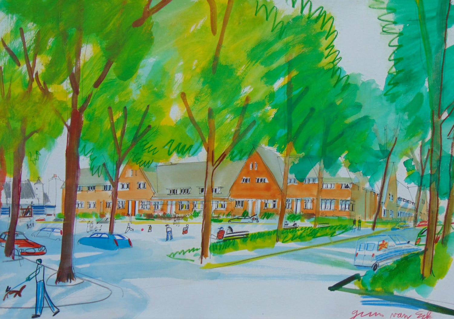 Guus van Eck - Stadsgezicht Verkocht | Kunstveiling.be