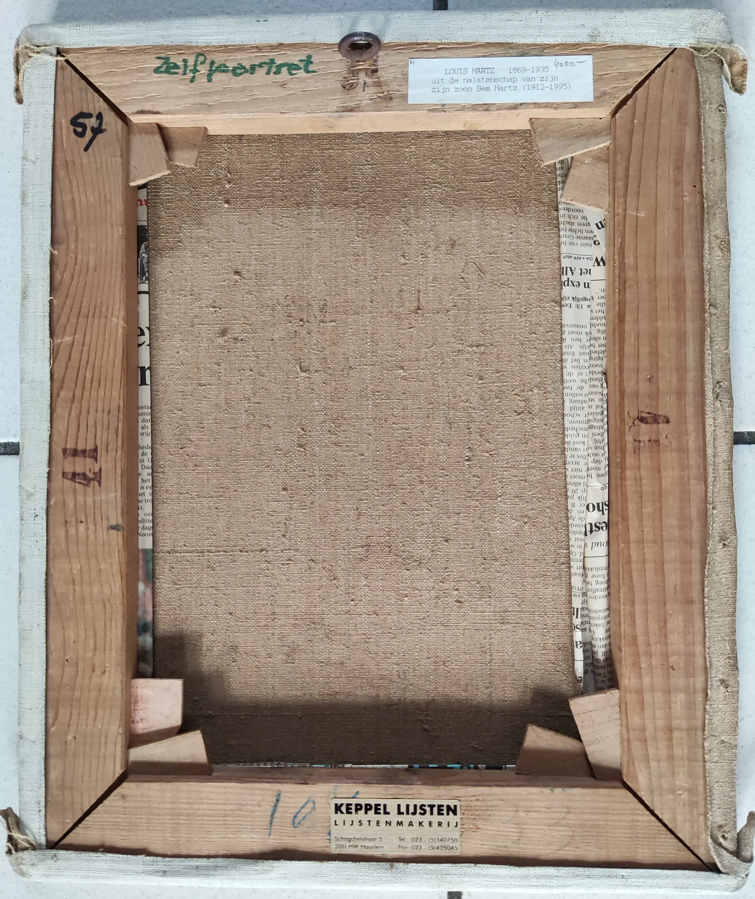 Louis Hartz - Zelfportret Verkocht | Kunstveiling.be